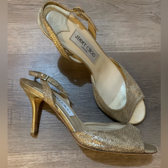 Jimmy Choo | Shoes | Jimmy Choo Gold Glitter Slingback | Poshmark